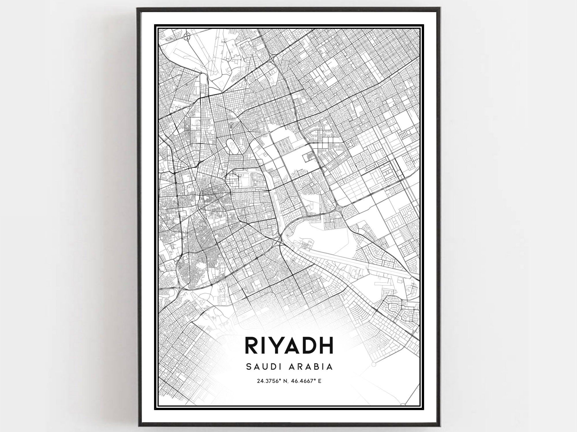 Riyadh Map Print, Riyadh Map Poster Wall Art, Riyadh City Map, Riyadh ...