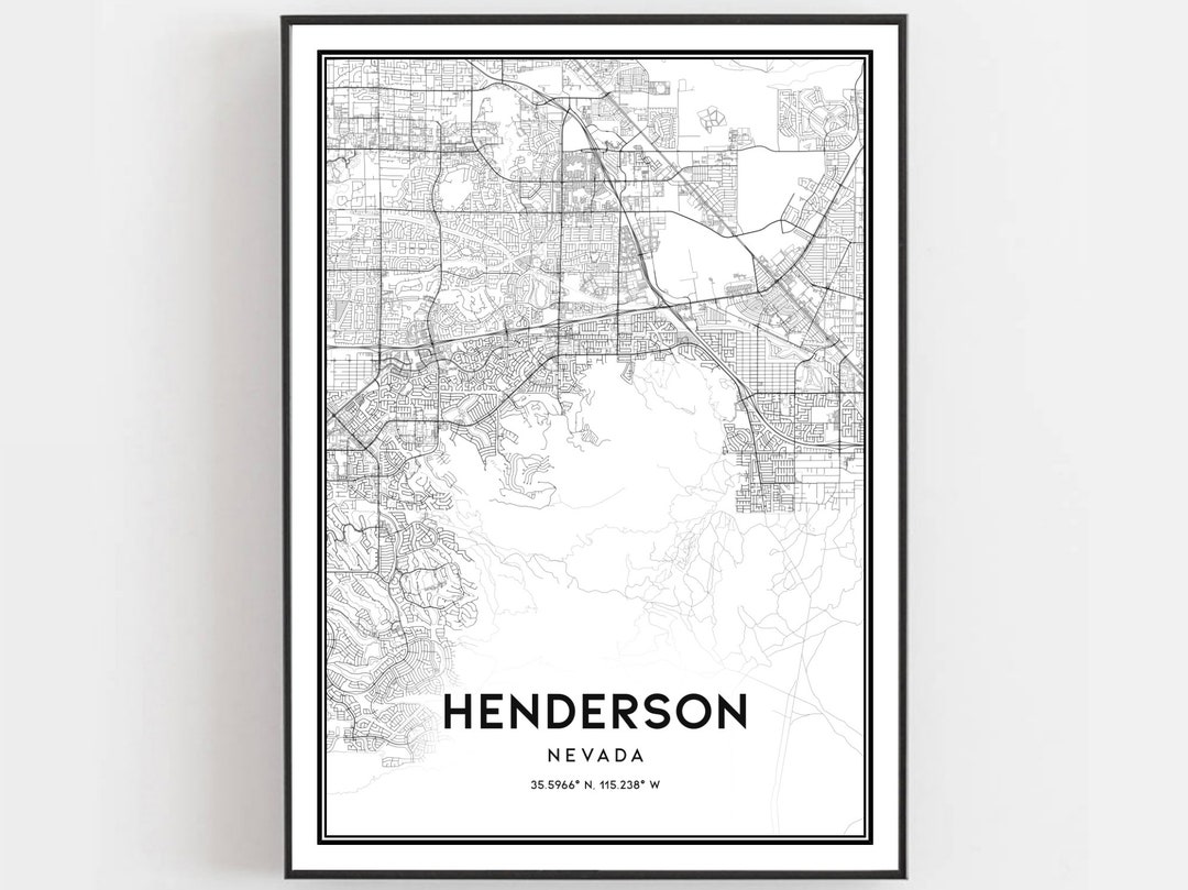 Henderson Map Print, Henderson Map Poster Wall Art, Nv City Map, Nevada ...