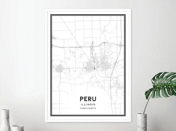 Home & Living Peru Map Poster Wall Art D1878v4 Road Map Gift Illinois ...
