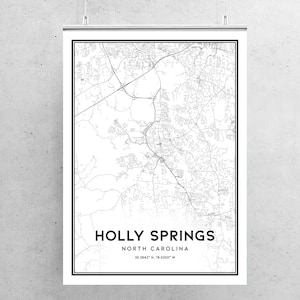 Holly Springs Map Print, Holly Springs Map Poster Wall Art, Nc City Map ...