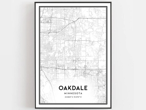Oakdale Map Print Oakdale Map Poster Wall Art Mn City Map | Etsy