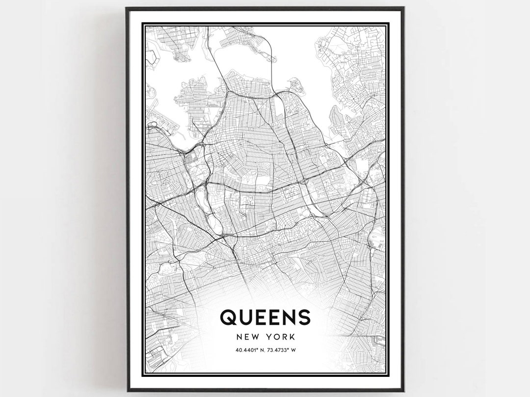 Queens Map Print, Queens Map Poster Wall Art, Ny City Map, New York ...