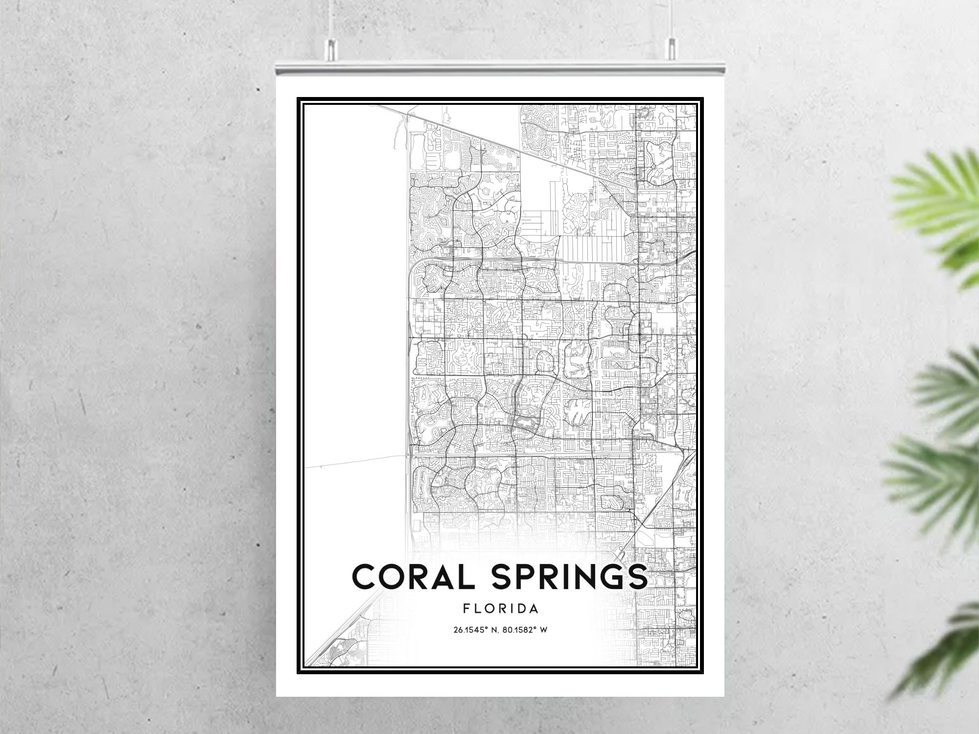 Coral Springs Map Print, Coral Springs Map Poster Wall Art, Fl City Map ...
