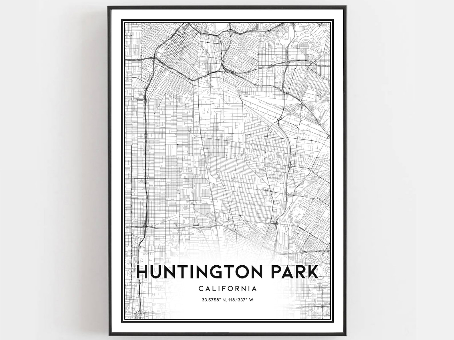 Huntington Park Map Print, Huntington Park Map Poster Wall Art, Ca City ...
