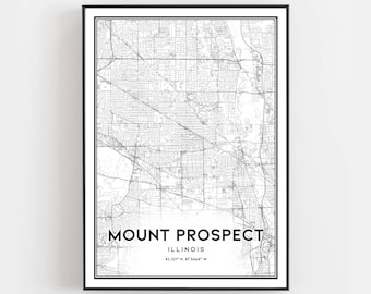 Mount Prospect Map Print, Mount Prospect Map Poster Wall Art, Il City ...