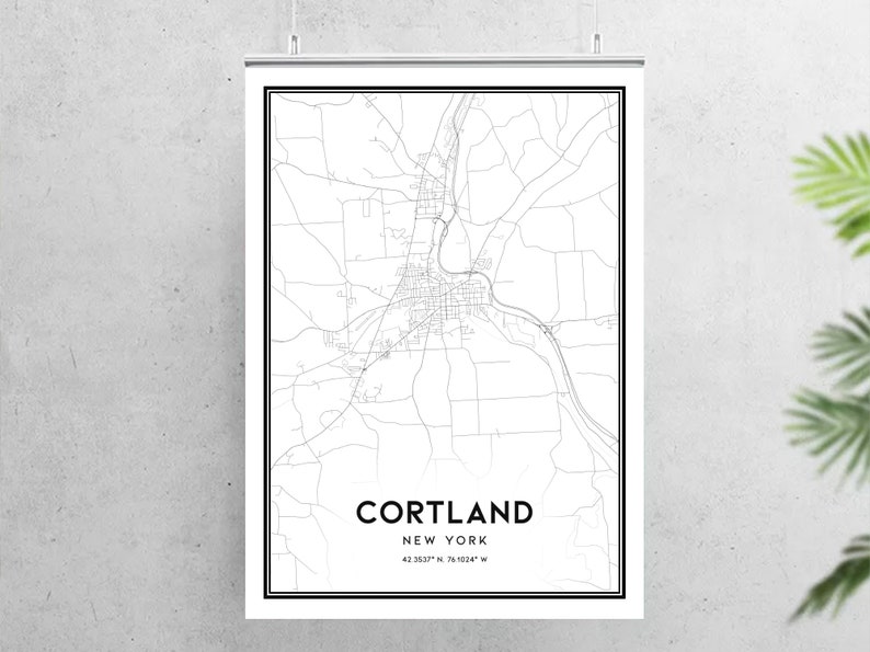 Cortland Map Print Cortland Map Poster Wall Art Ny City Map - Etsy