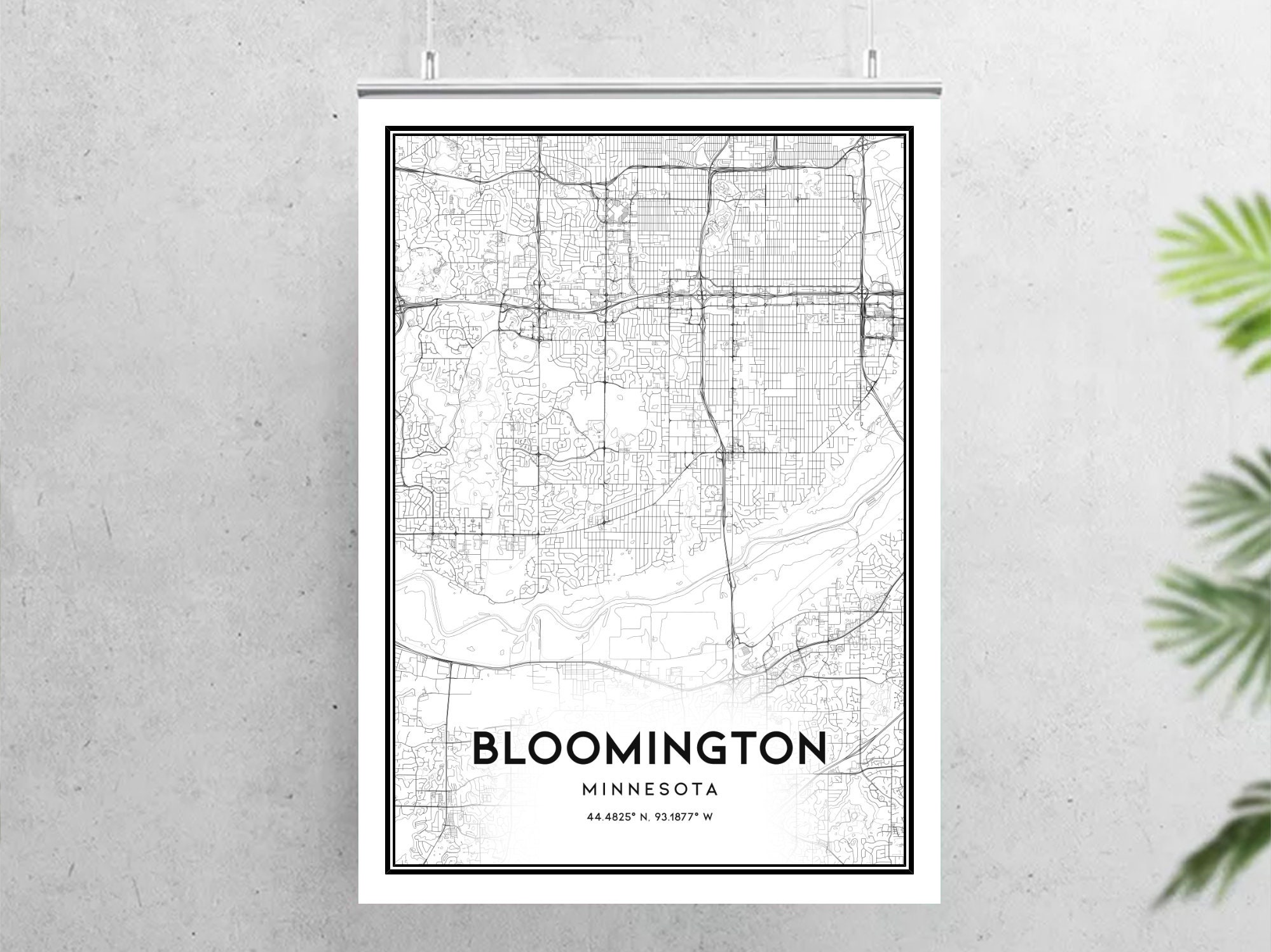 Bloomington Map Print Bloomington Map Poster Wall Art Mn - Etsy