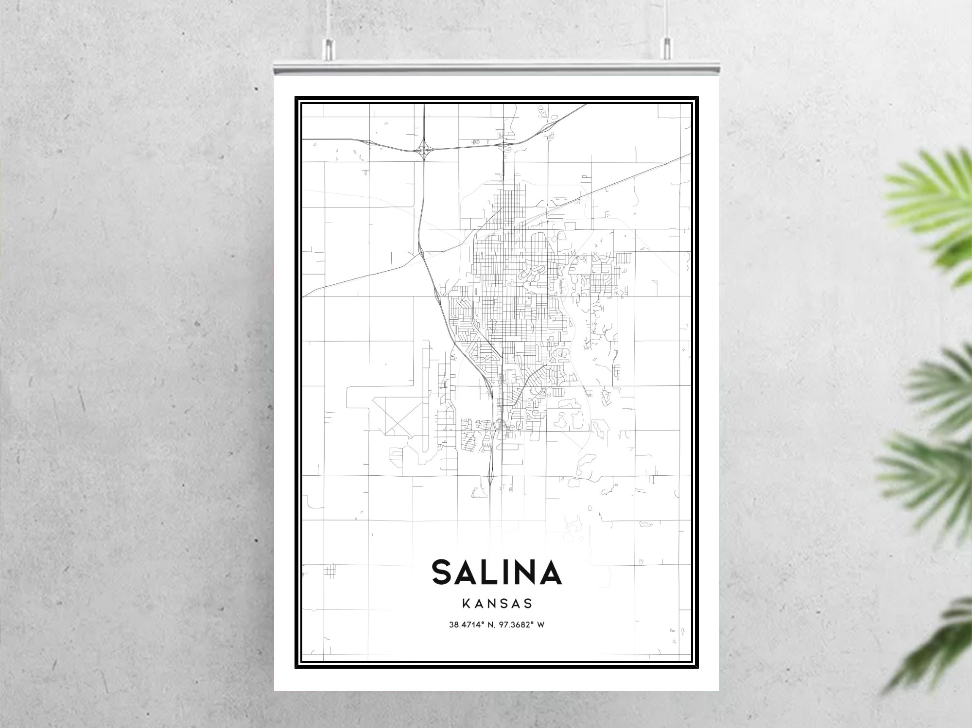 Salina Map Print, Salina Map Poster Wall Art, Ks City Map, Kansas Print ...