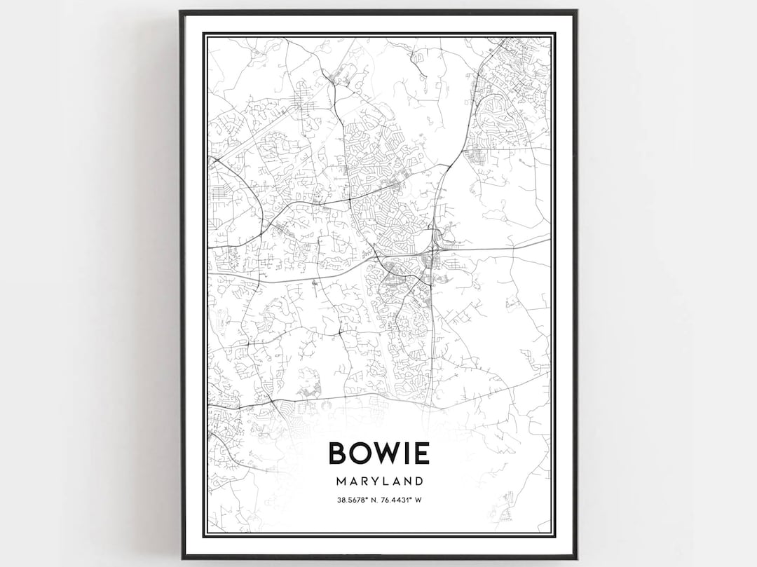 Bowie Map Print, Bowie Map Poster Wall Art, Md City Map, Maryland Print ...