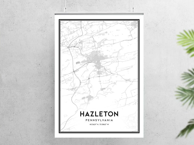 Hazleton Map Print Hazleton Map Poster Wall Art Pa City Map - Etsy