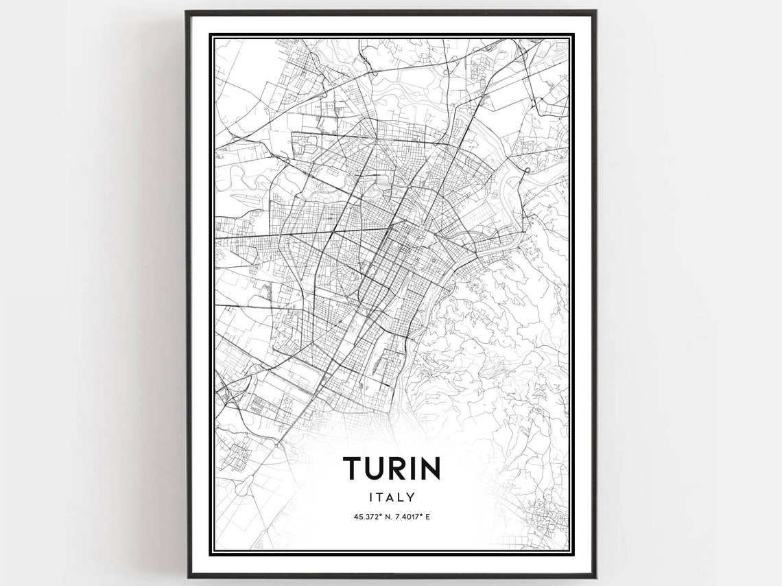 Turin Map Print Turin Map Poster Wall Art Turin City Map - Etsy