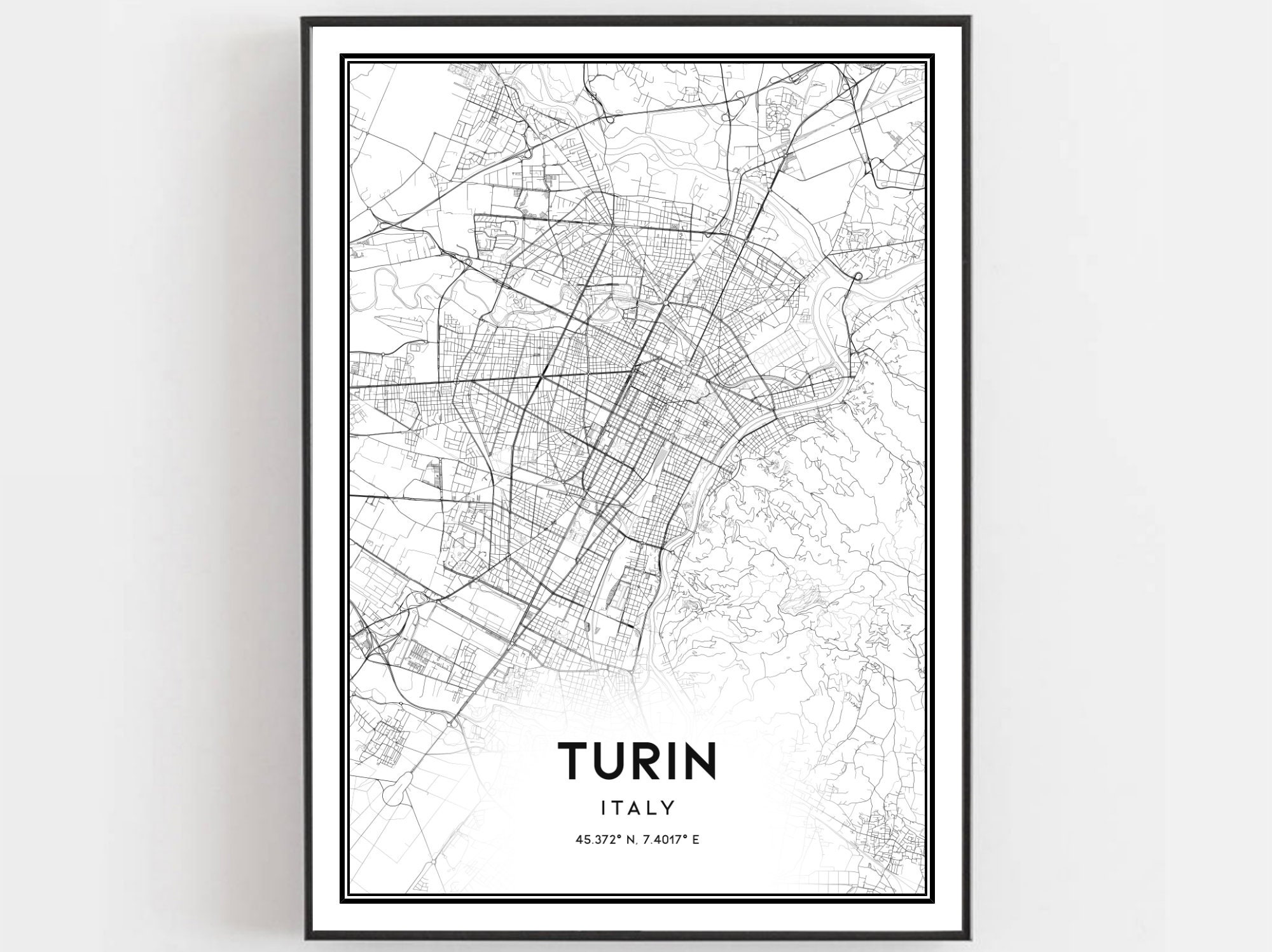 Turin Map Print Turin Map Poster Wall Art Turin City Map - Etsy