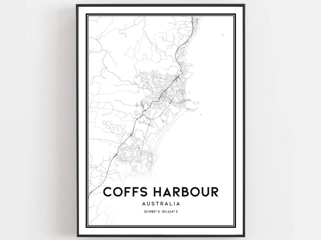 Coffs Harbour Map Print, Coffs Harbour Map Poster Wall Art, Coffs ...