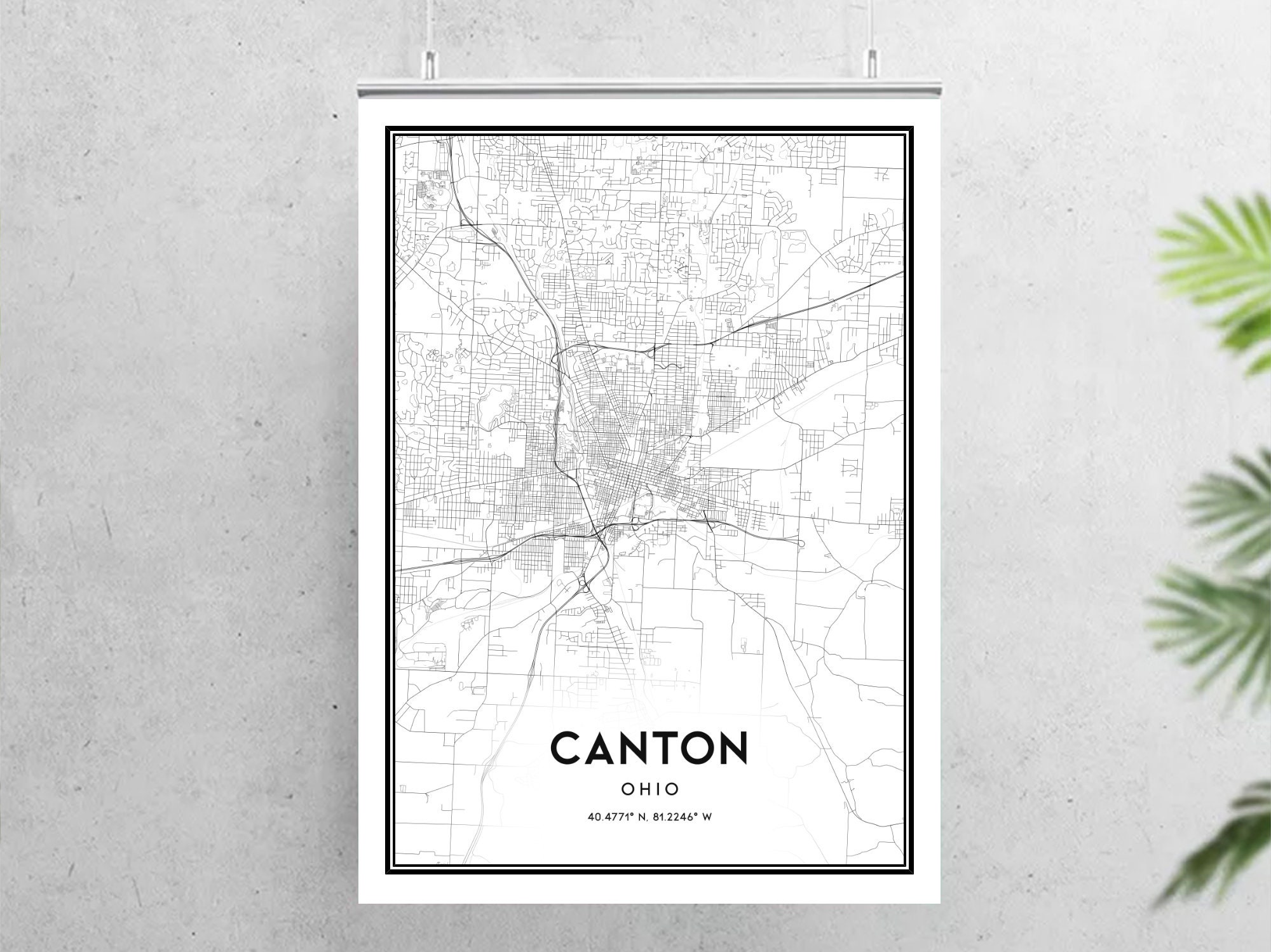 Canton Map Print Canton Map Poster Wall Art Oh City Map | Etsy