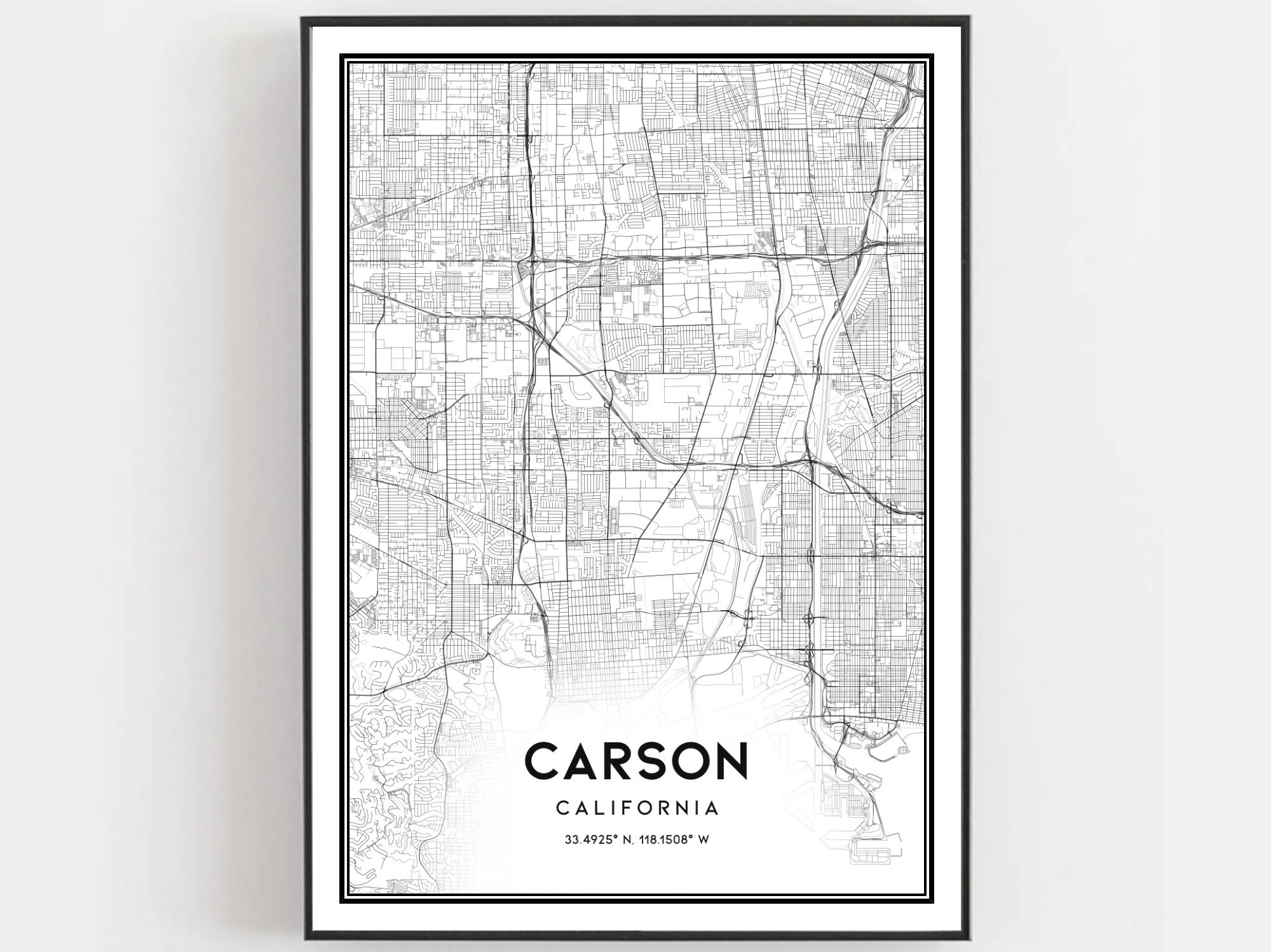 Carson Map Print Carson Map Poster Wall Art Ca City Map | Etsy