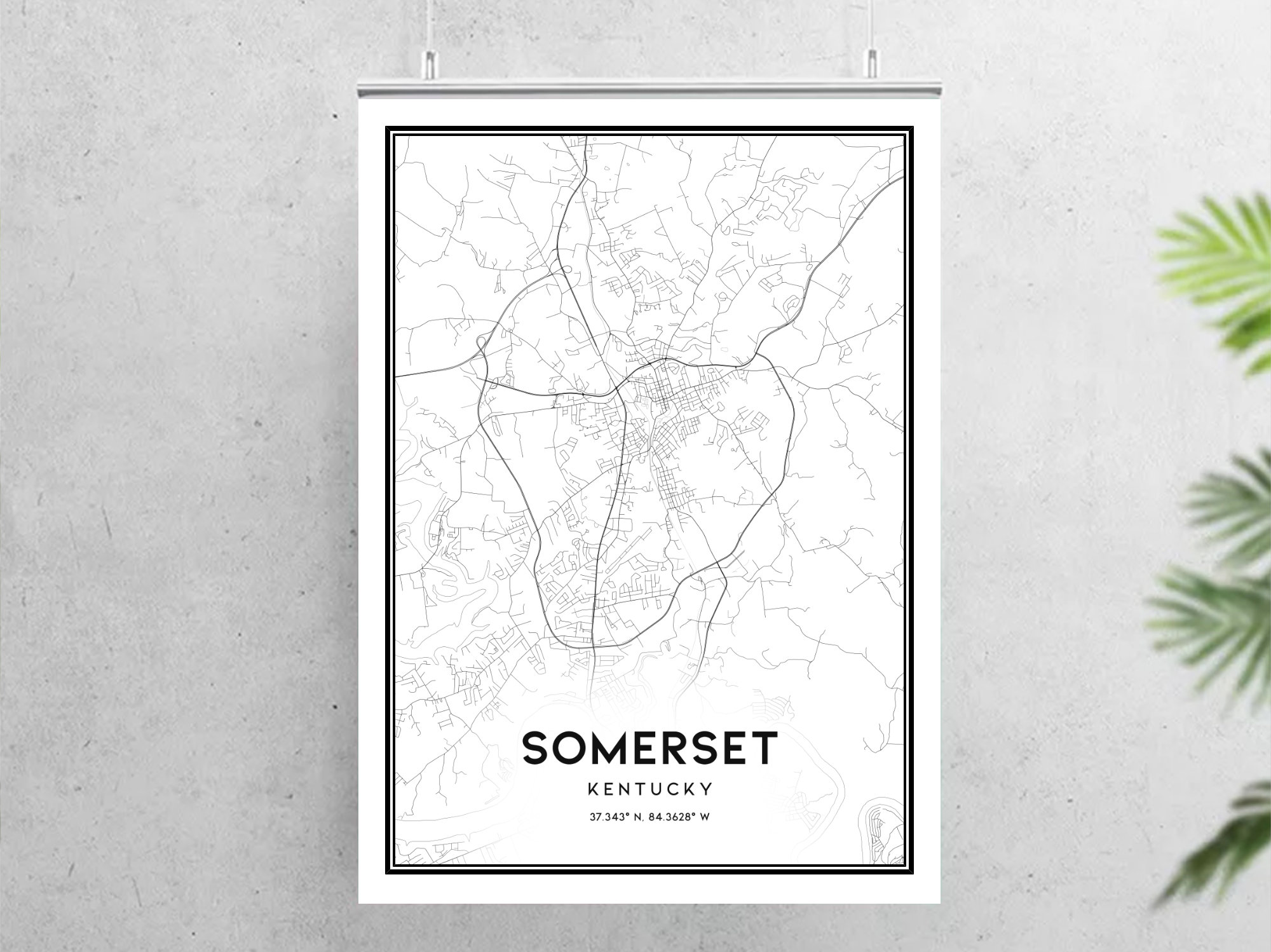 Somerset Map Print, Somerset Map Poster Wall Art, Ky City Map, Kentucky ...
