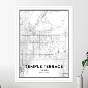 Temple Terrace Map Print, Temple Terrace Map Poster Wall Art, Fl City ...