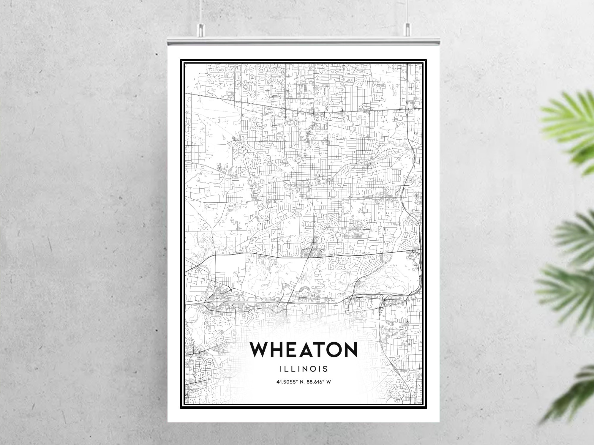Wheaton Map Print Wheaton Map Poster Wall Art Il City Map | Etsy