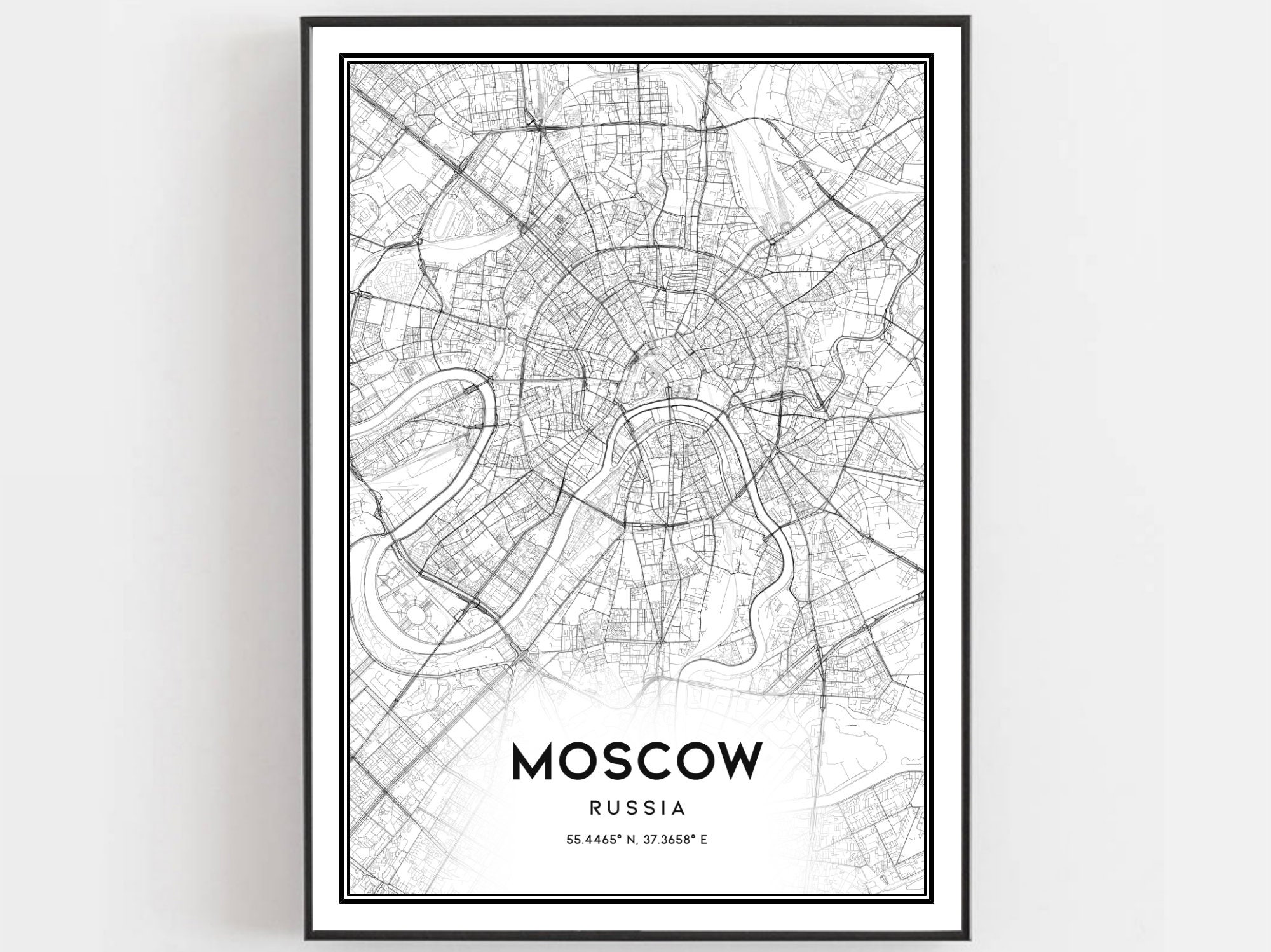 Moscow Map Print Moscow Map Poster Wall Art Moscow City Map - Etsy