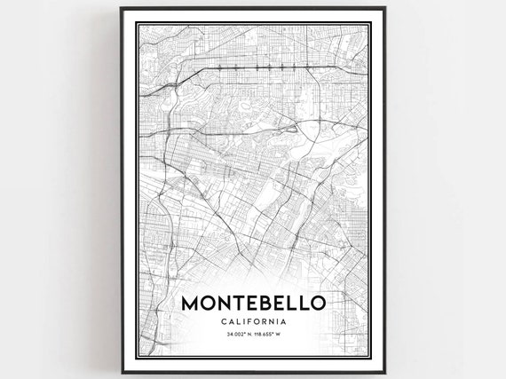 Montebello Map Print Montebello Map Poster Wall Art Ca City - Etsy España