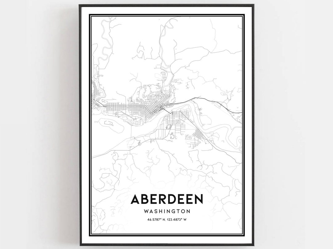 Aberdeen Map Print, Aberdeen Map Poster Wall Art, Wa City Map ...