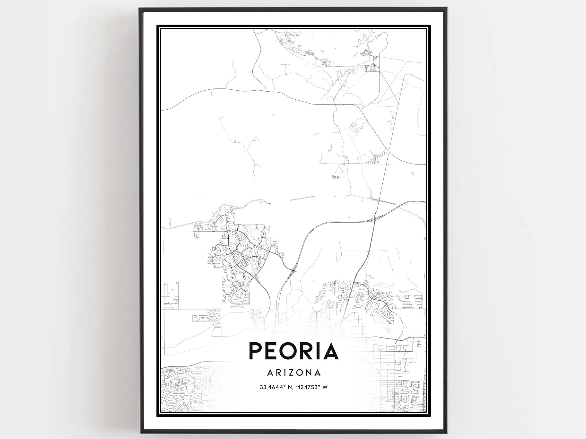 Peoria Map Print Peoria Map Poster Wall Art Az City Map - Etsy