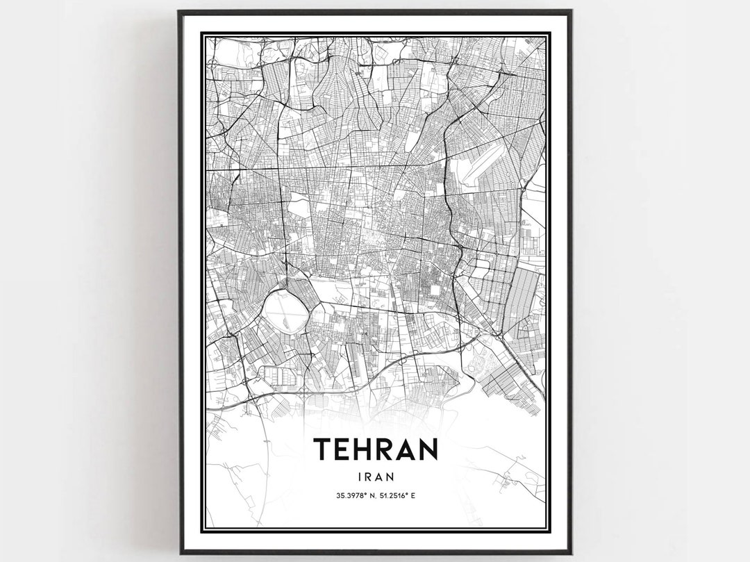 Tehran Map Print, Tehran Map Poster Wall Art, Tehran City Map, Tehran ...