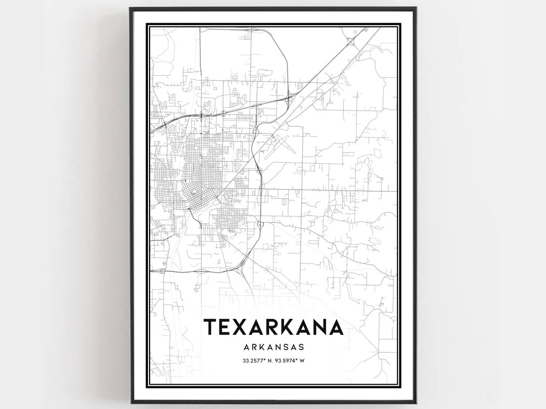 Texarkana Map Print, Texarkana Map Poster Wall Art, Ar City Map ...