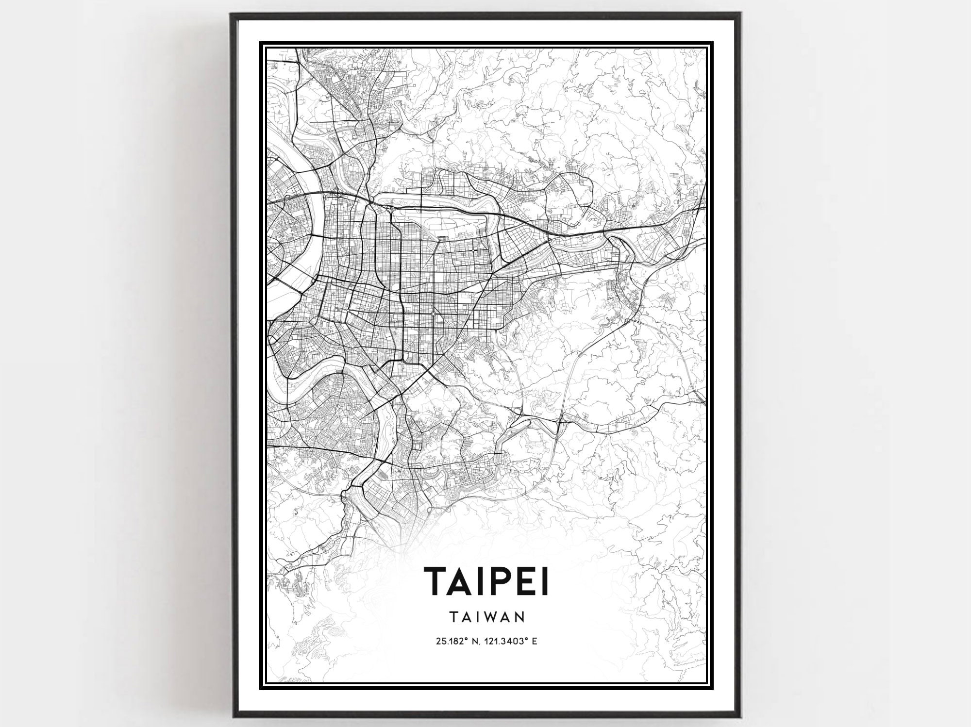 Taipei Map Print, Taipei Map Poster Wall Art, Taipei City Map, Taipei ...