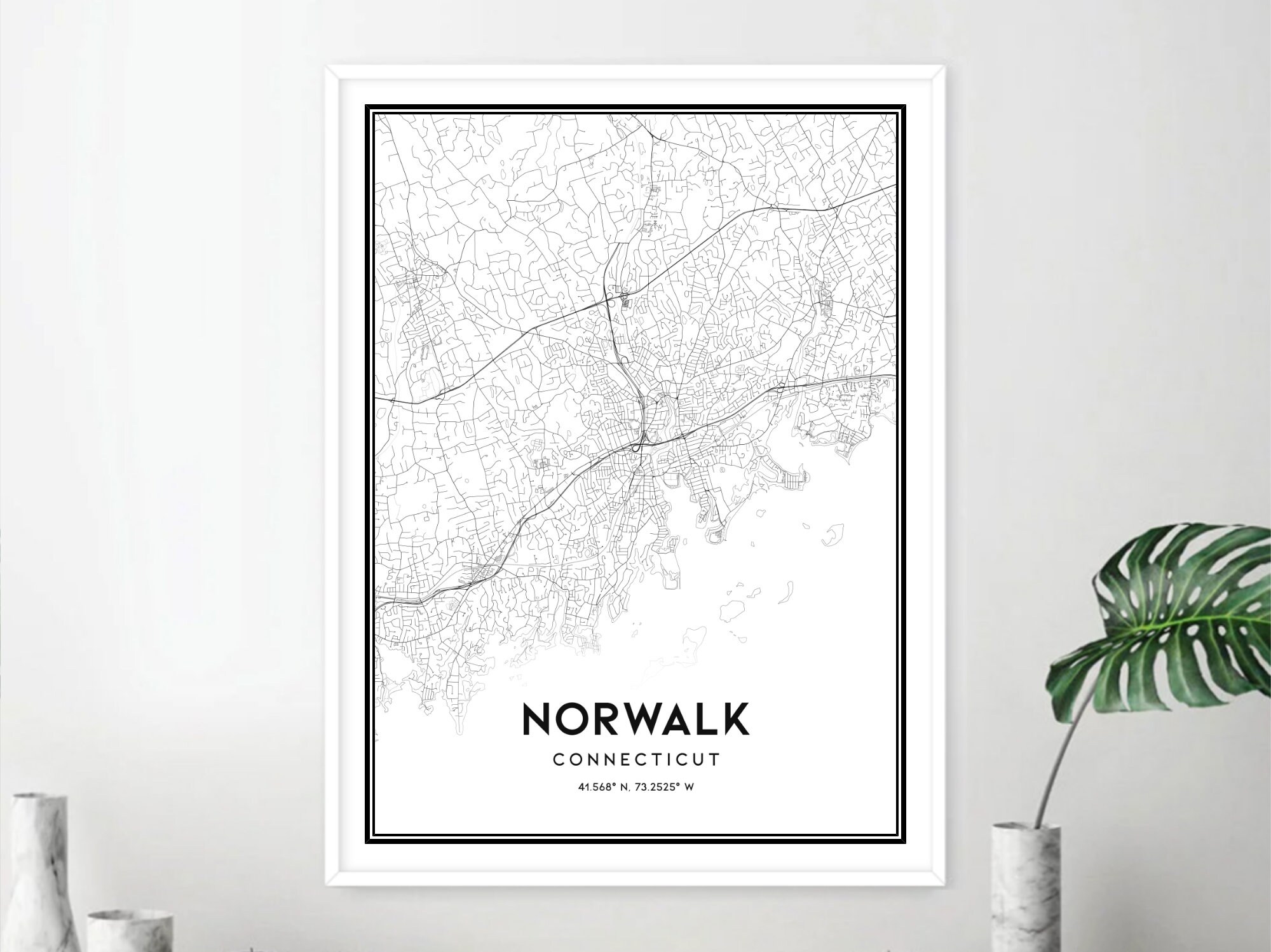 Norwalk Map Print Norwalk Map Poster Wall Art Ct City Map | Etsy
