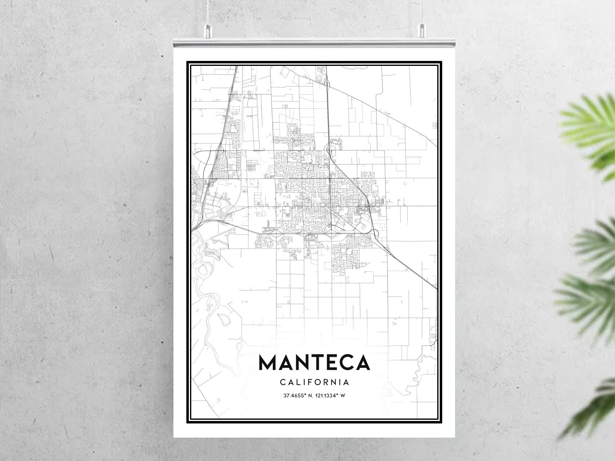 Manteca Map Print Manteca Map Poster Wall Art Ca City Map | Etsy