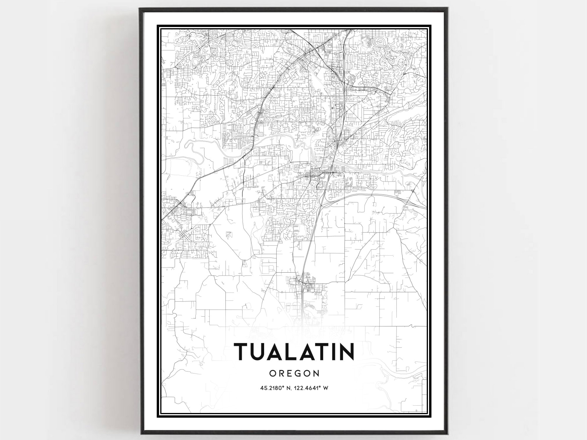 Tualatin Map Print Tualatin Map Poster Wall Art or City Map | Etsy