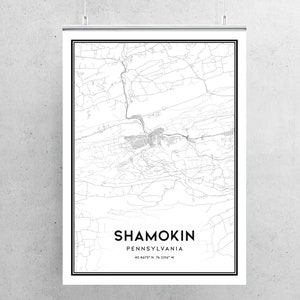 Shamokin Map Print, Shamokin Map Poster Wall Art, Pa City Map ...