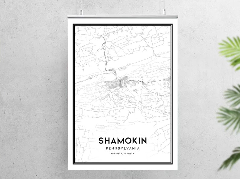 Shamokin Map Print Shamokin Map Poster Wall Art Pa City Map - Etsy