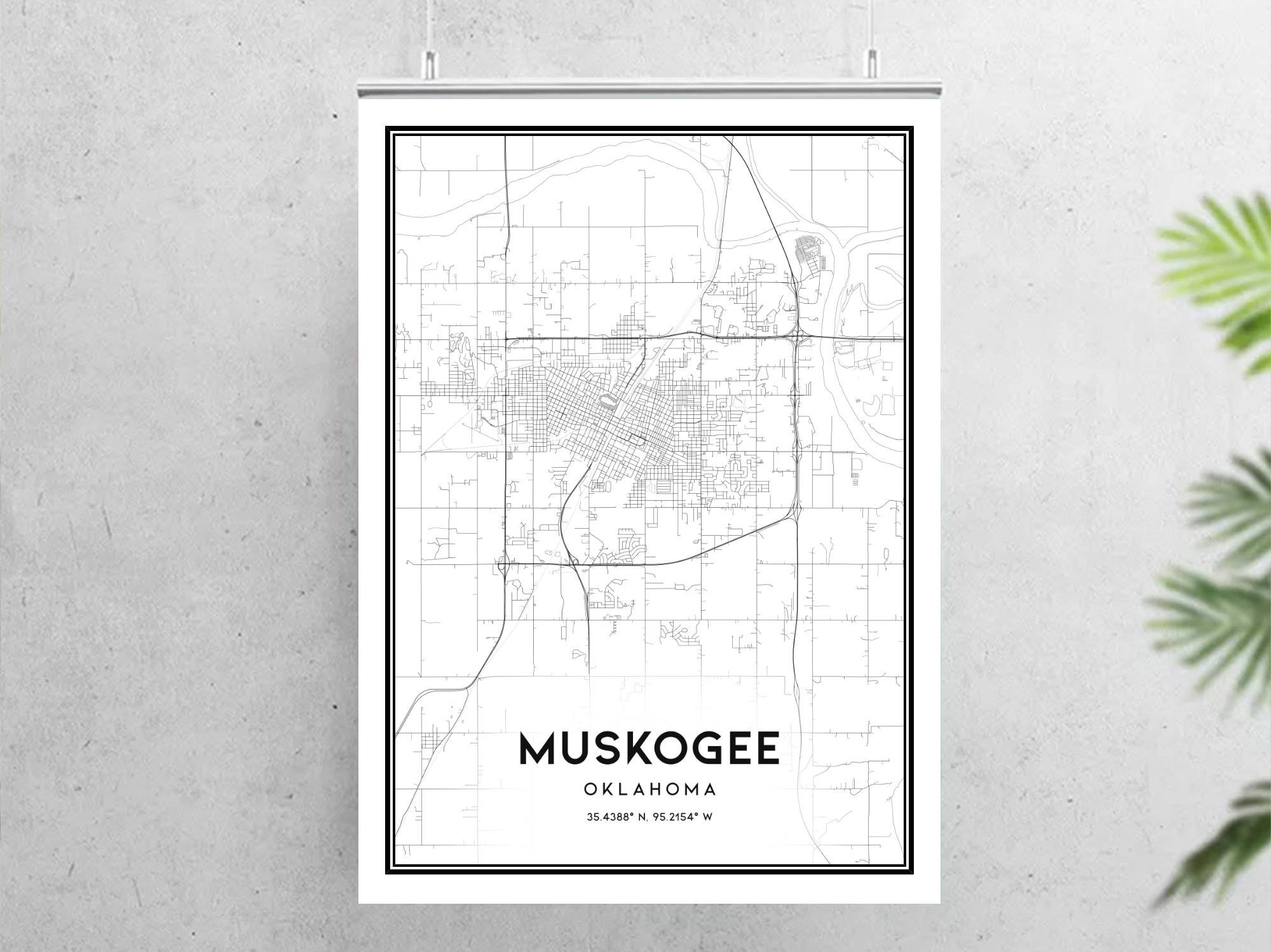 Muskogee Map Print Muskogee Map Poster Wall Art Ok City Map | Etsy