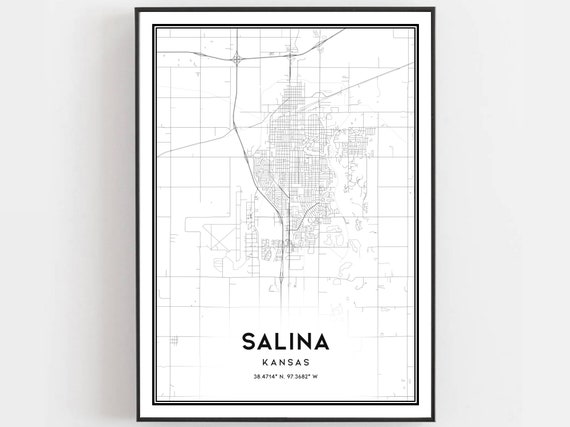 Salina Map Print Salina Map Poster Wall Art Ks City Map | Etsy