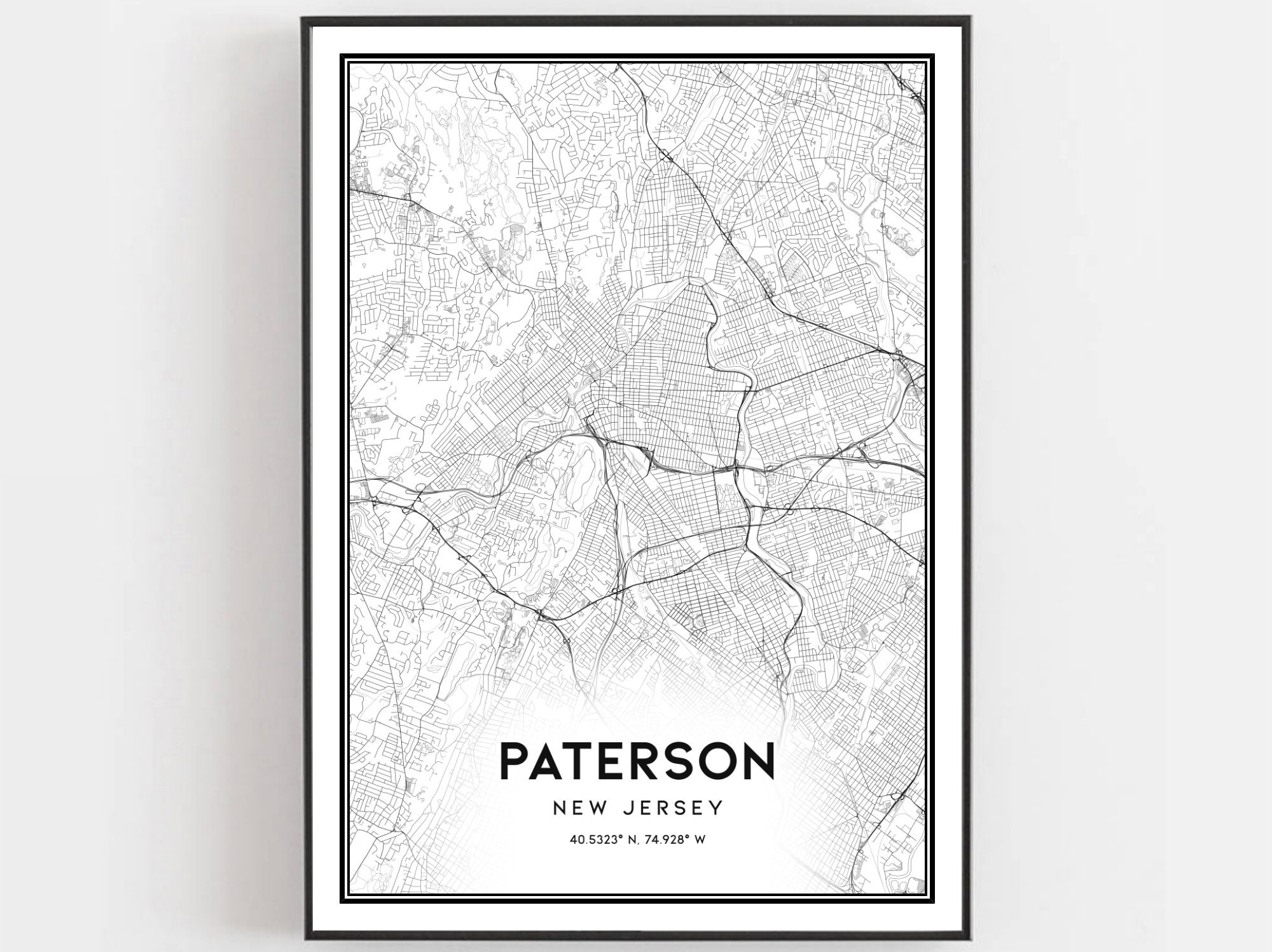 Paterson Map Print Paterson Map Poster Wall Art Nj City Map | Etsy