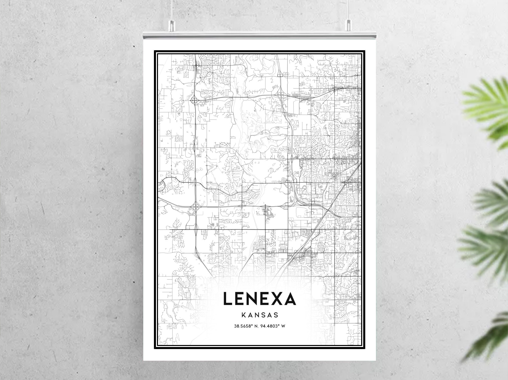 Lenexa Map Print Lenexa Map Poster Wall Art Ks City Map | Etsy
