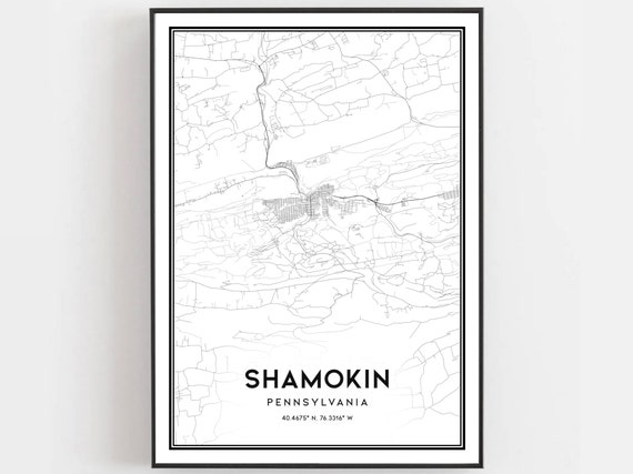 Shamokin Map Print Shamokin Map Poster Wall Art Pa City Map - Etsy