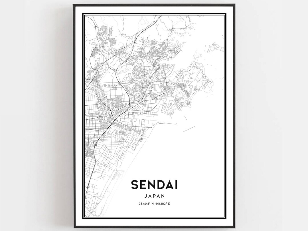 Sendai Map Print, Sendai Map Poster Wall Art, Sendai City Map, Sendai ...