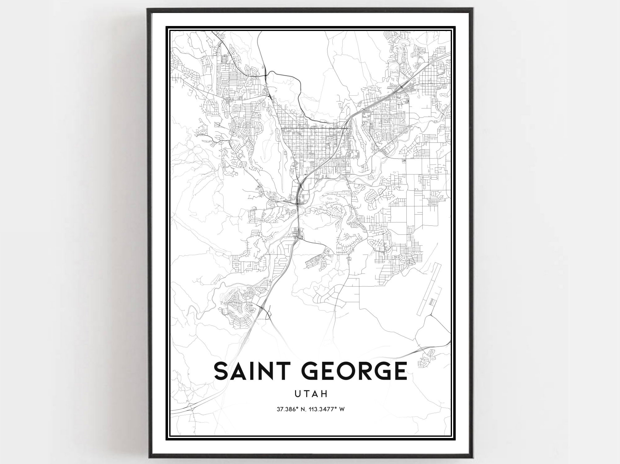 Saint George Map Print, Saint George Map Poster Wall Art, Ut City Map ...