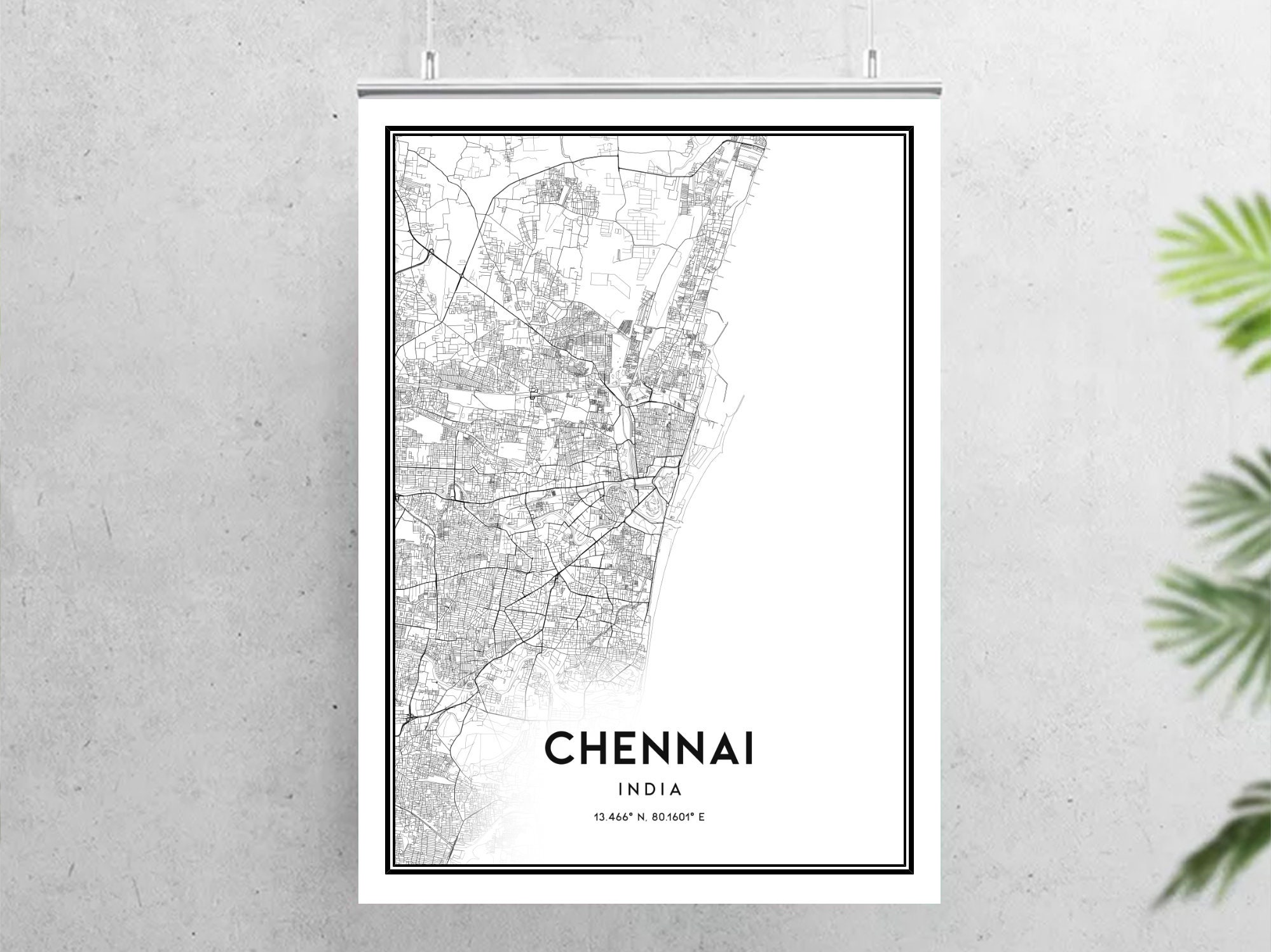 Chennai Map Print Chennai Map Poster Wall Art Chennai City | Etsy