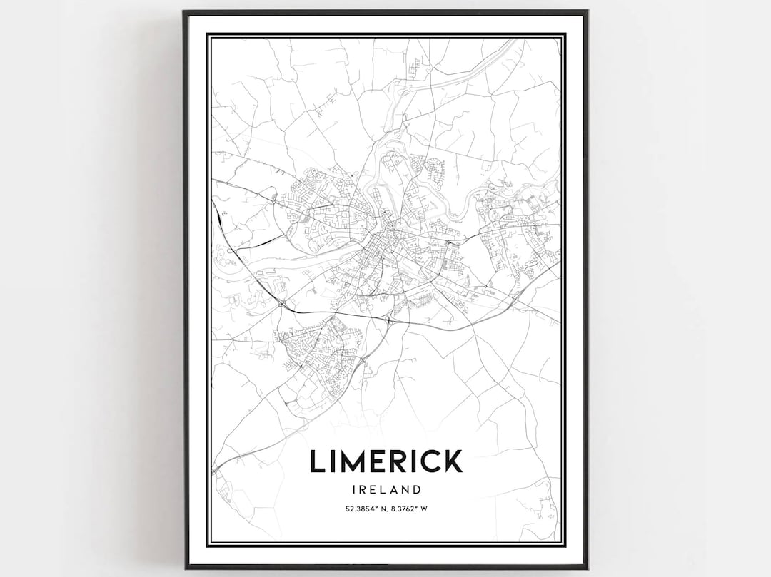 Limerick Map Print, Limerick Map Poster Wall Art, Limerick City Map ...