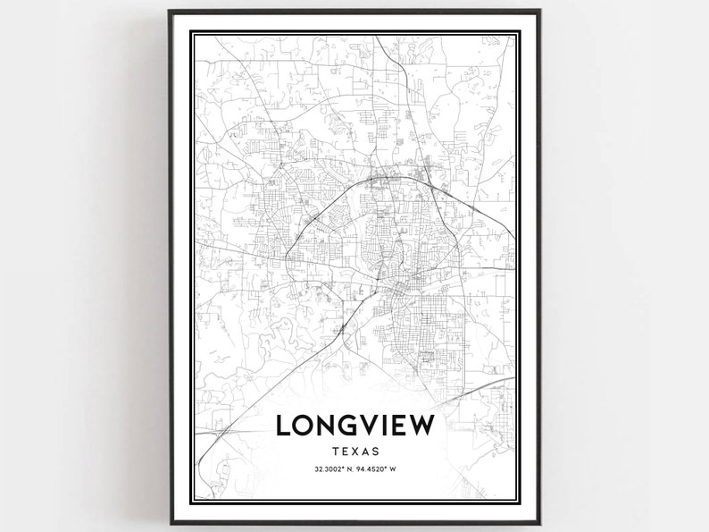 Longview Map Print Longview Map Poster Wall Art Tx City Map | Etsy