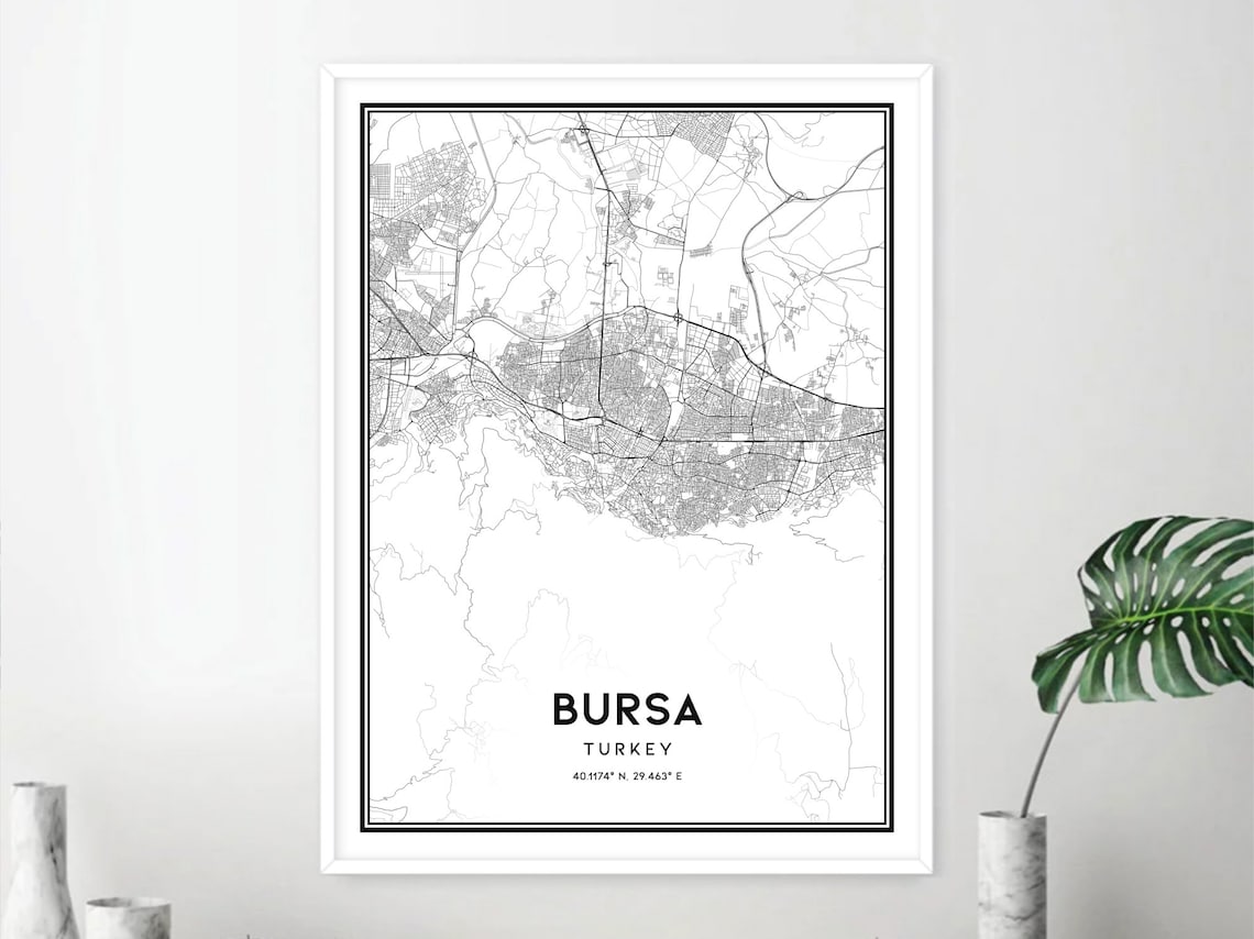 Bursa Map Print Bursa Map Poster Wall Art Bursa City Map | Etsy