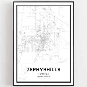 Zephyrhills Map Print, Zephyrhills Map Poster Wall Art, Fl City Map ...