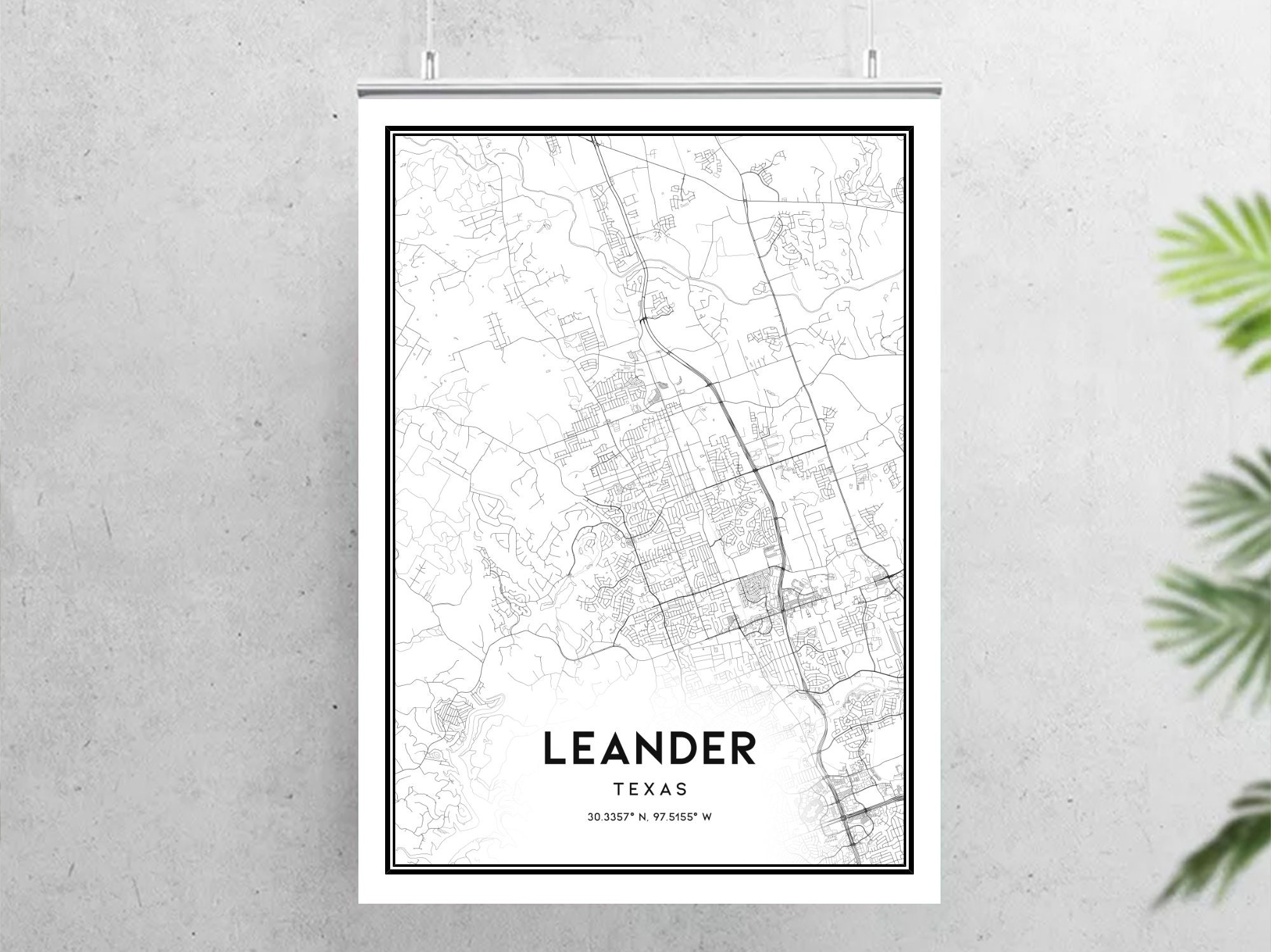 Leander Map Print Leander Map Poster Wall Art Tx City Map | Etsy