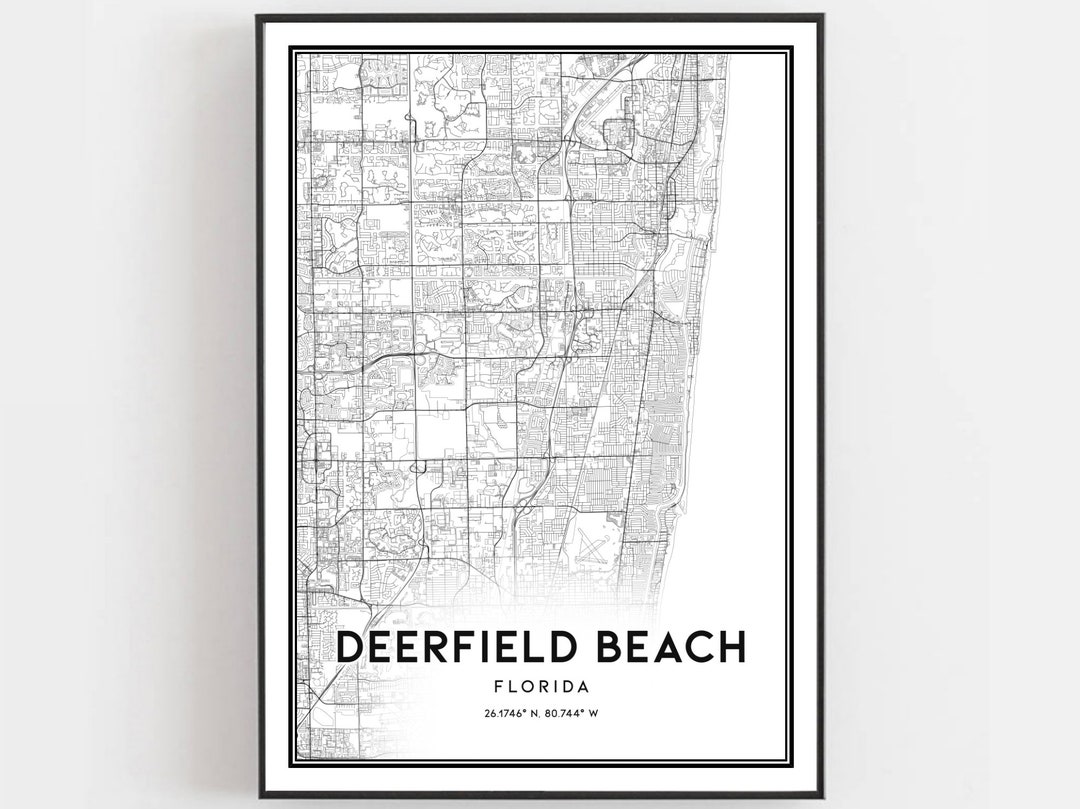 Deerfield Beach Map Print, Deerfield Beach Map Poster Wall Art, Fl City Map, Florida Print ...