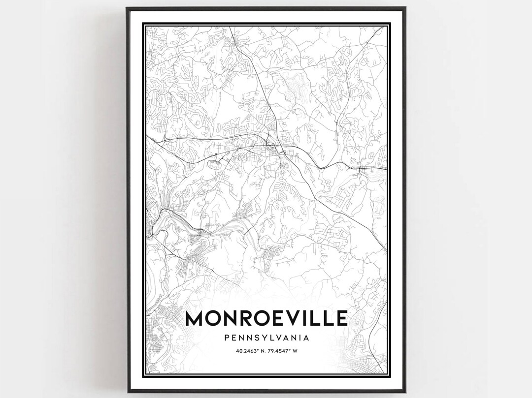 Monroeville Map Print, Monroeville Map Poster Wall Art, Pa City Map ...