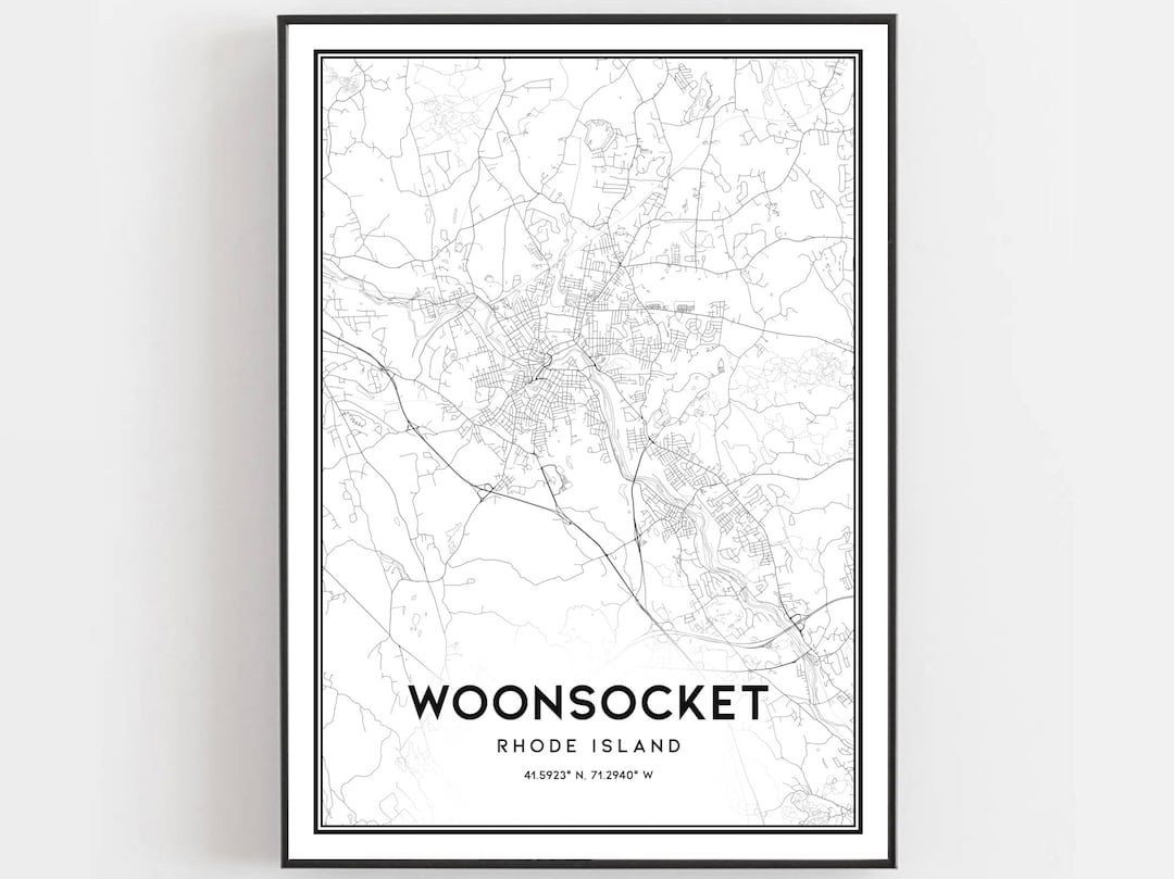 Woonsocket Map Print, Woonsocket Map Poster Wall Art, Ri City Map ...